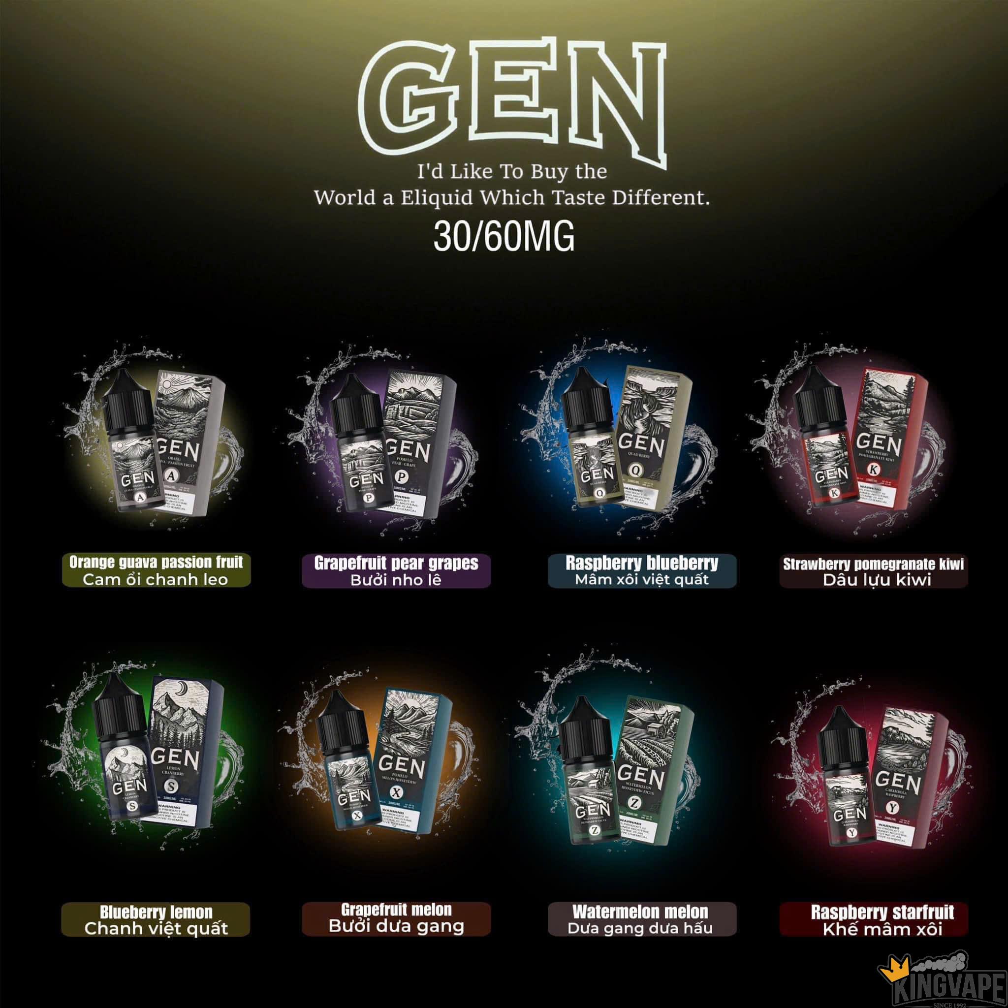 Tinh dầu GEN Juice 30/60MG chính Hãng Giá Rẻ - 8 vị Siêu Đỉnh