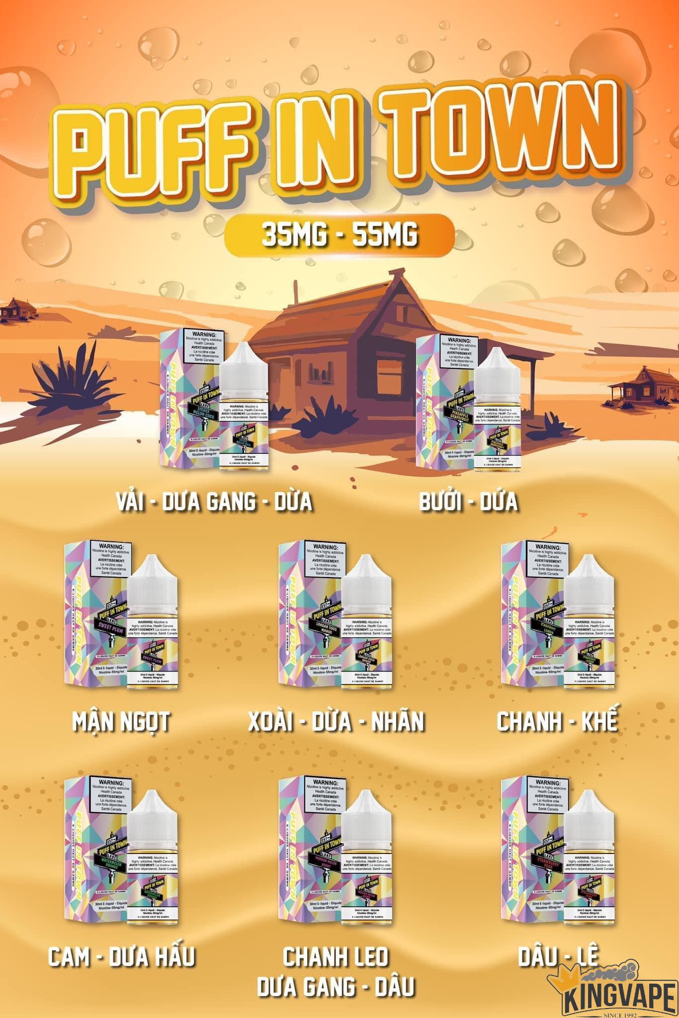 Tinh dầu Puff in Town (PiT) Juice 35/55MG Chính Hãng - 8 Vị mát lạnh